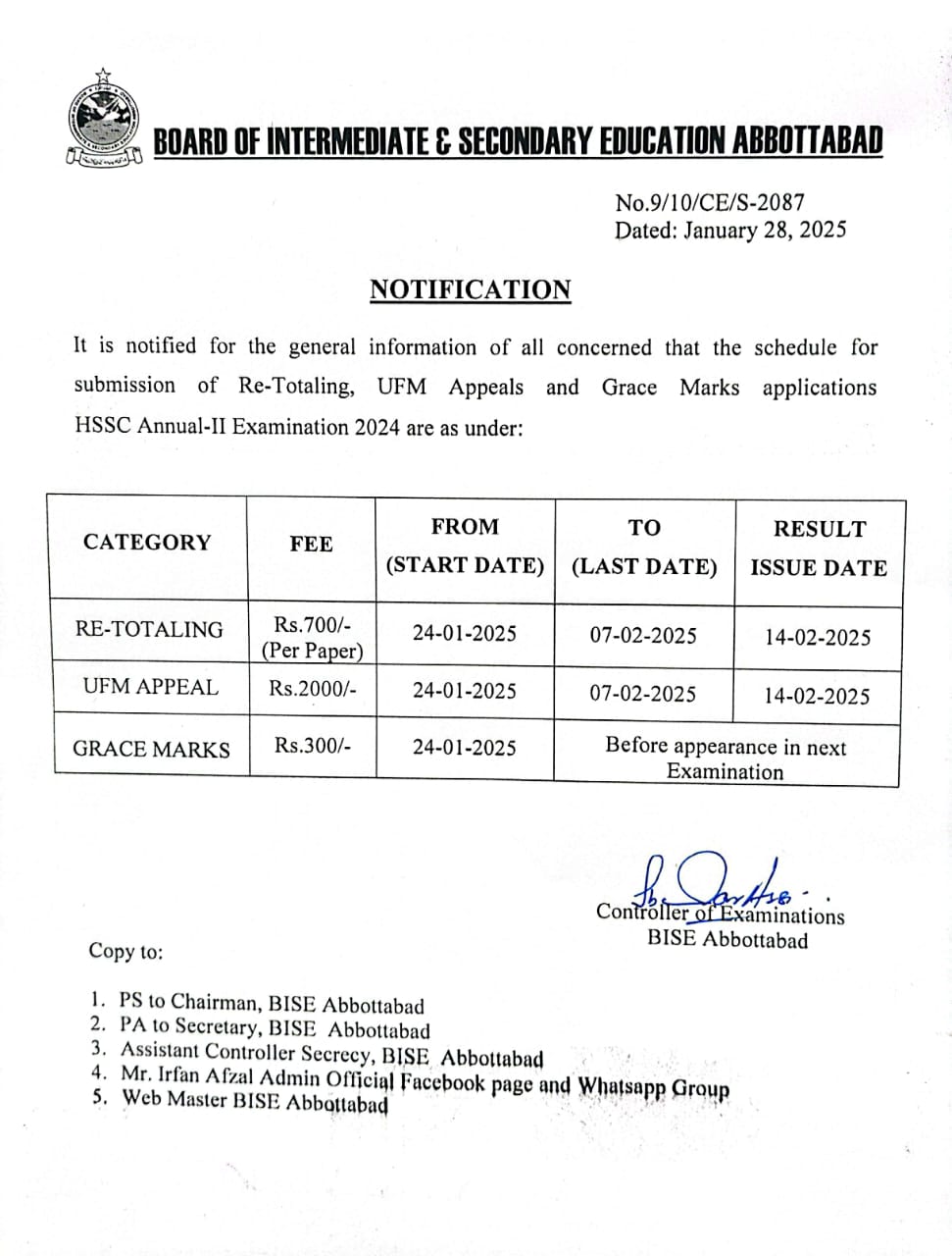 Board of Intermediate and Secondary Education (BISE) Abbottabad